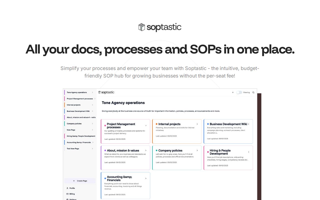 Soptastic | Free Notion Alternative | SOPs and Process Docs manager